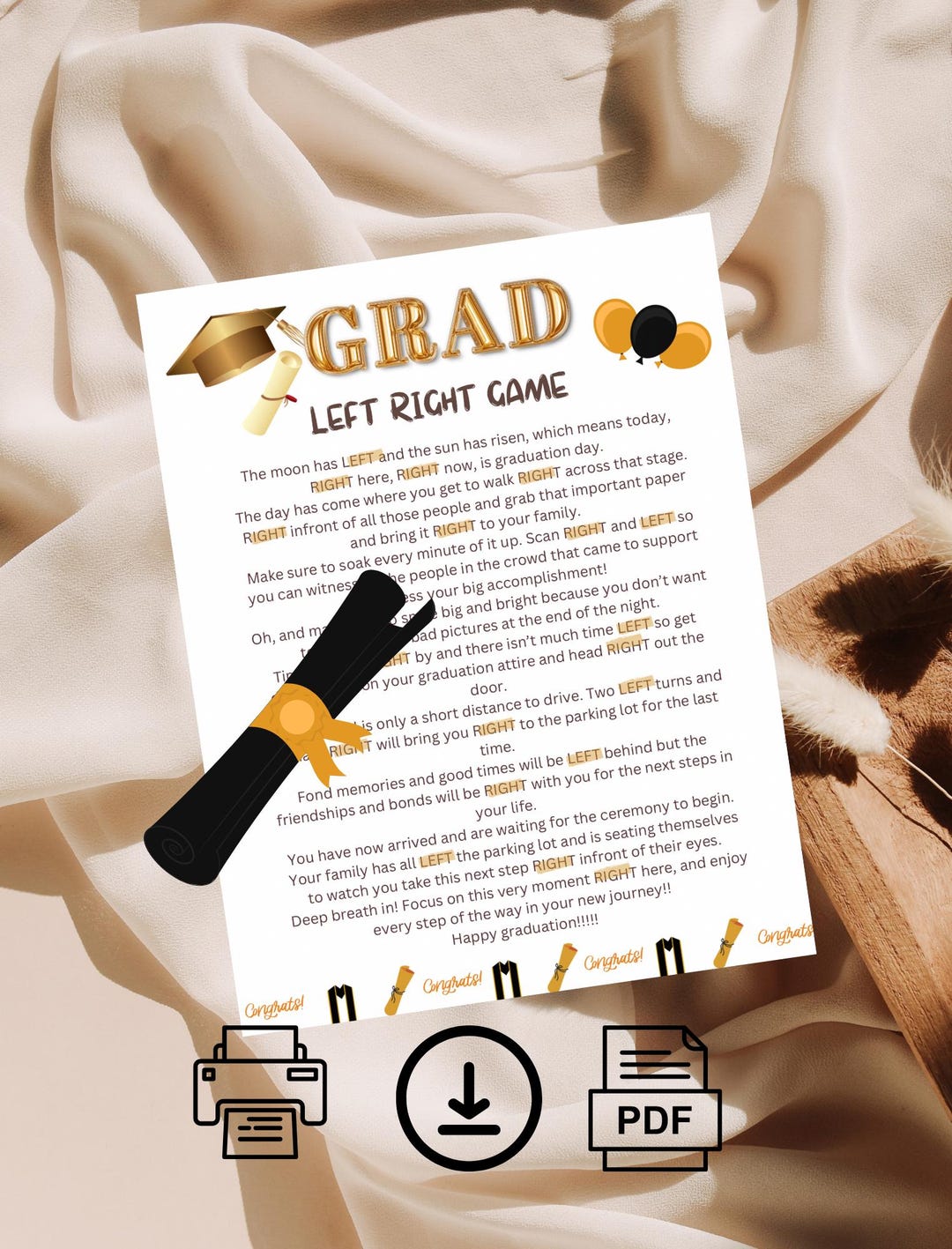 Graduation Left Right Game, Grad Pass the Prize | Right Left Game,grad ...