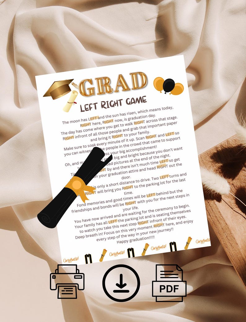 Graduation Left Right Game, Grad Pass the Prize | Right Left Game,grad ...