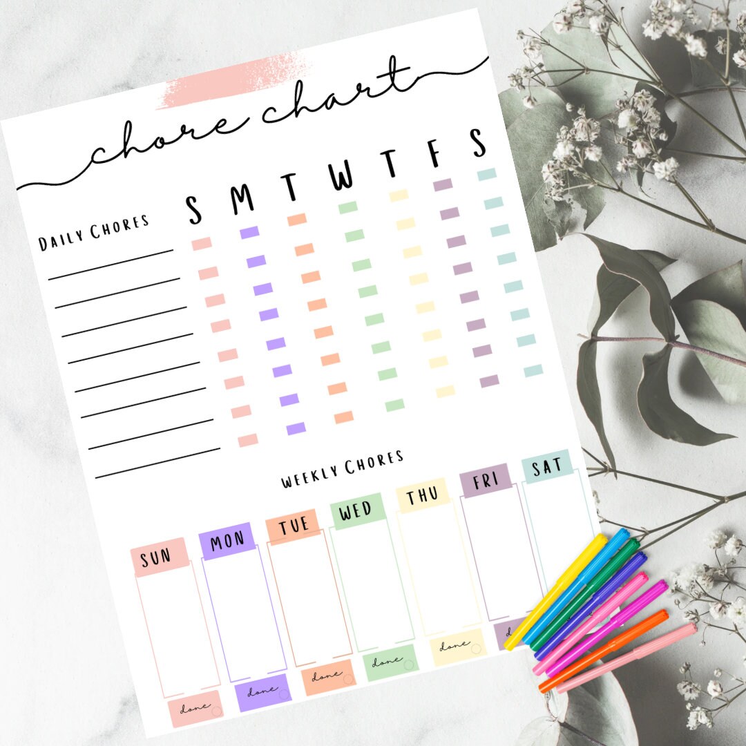 Chore Chart for Kids,adult Chores,chore Chart, Responsibility Chart ...