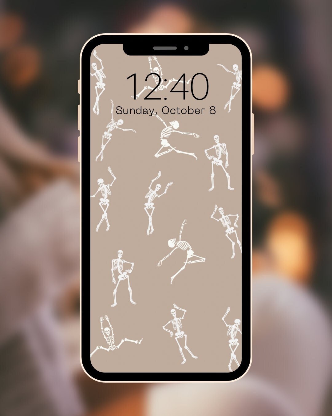 Skeleton Phone Wallpaper Fall Wallpaper Autumn Wallpaper - Etsy