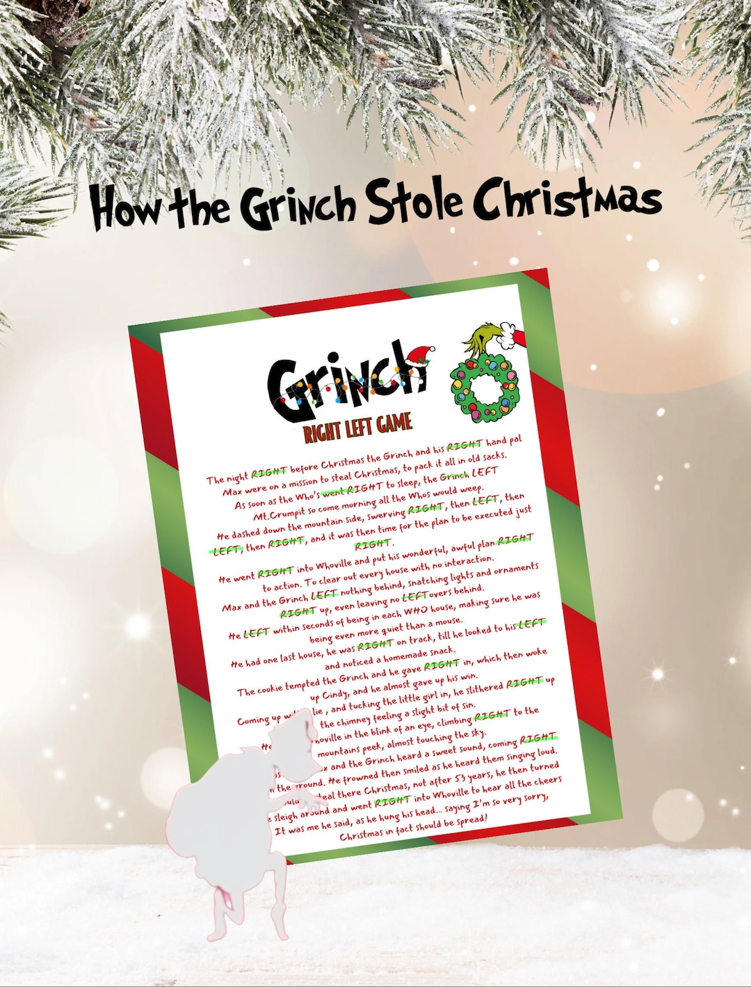 Christmas Left Right Grinch Game, Christmas Pass the Prize | Right Left ...