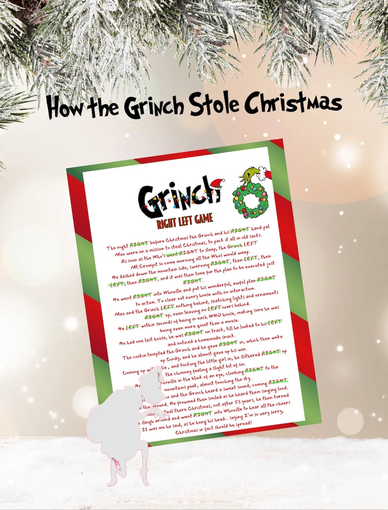 Christmas Left Right Grinch Game, Christmas Pass the Prize | Right Left ...