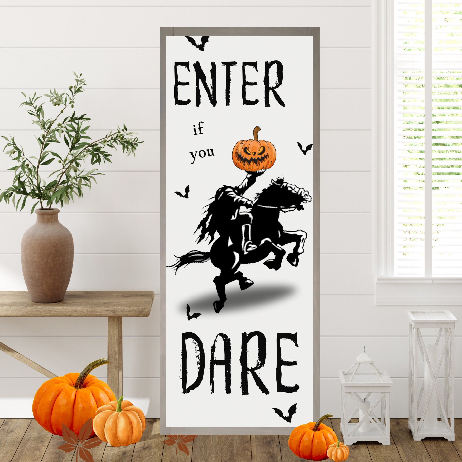 Headless Horseman Sign Png, Halloween Porch Sign, Spooky Sign, Enter If ...