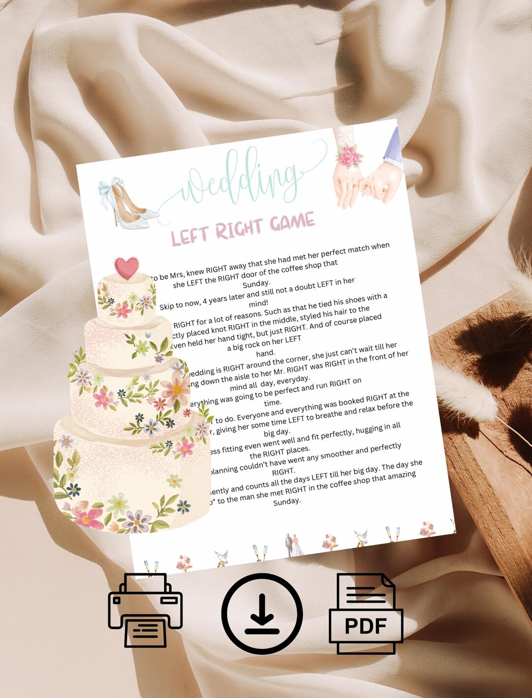 Wedding Left Right Game, Bridal Pass the Prize | Right Left Game, Party ...