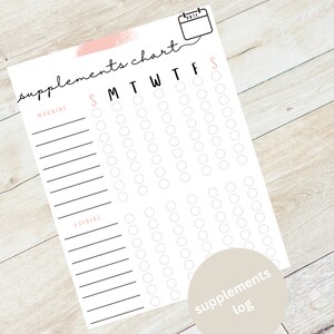 Weekly Vitamin Tracker Printable, Supplement Checklist, Vitamin Intake ...