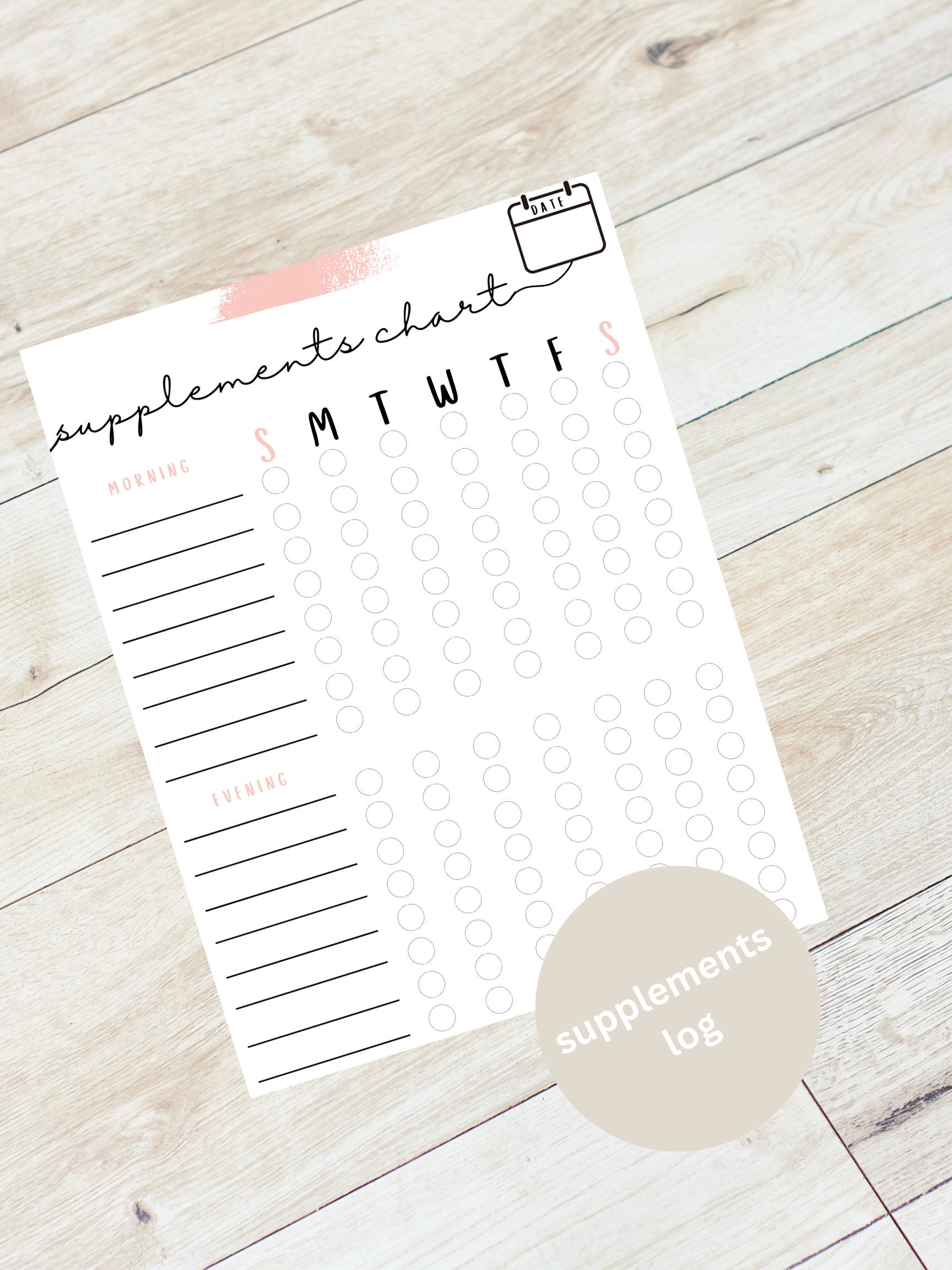 Weekly Vitamin Tracker Printable, Supplement Checklist, Vitamin Intake ...