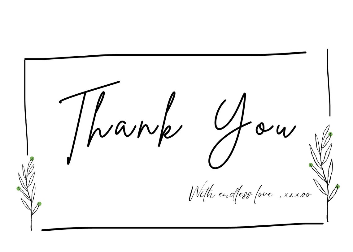 Printable Thank You Card Instant Download 7x5 Inch Cards for - Etsy