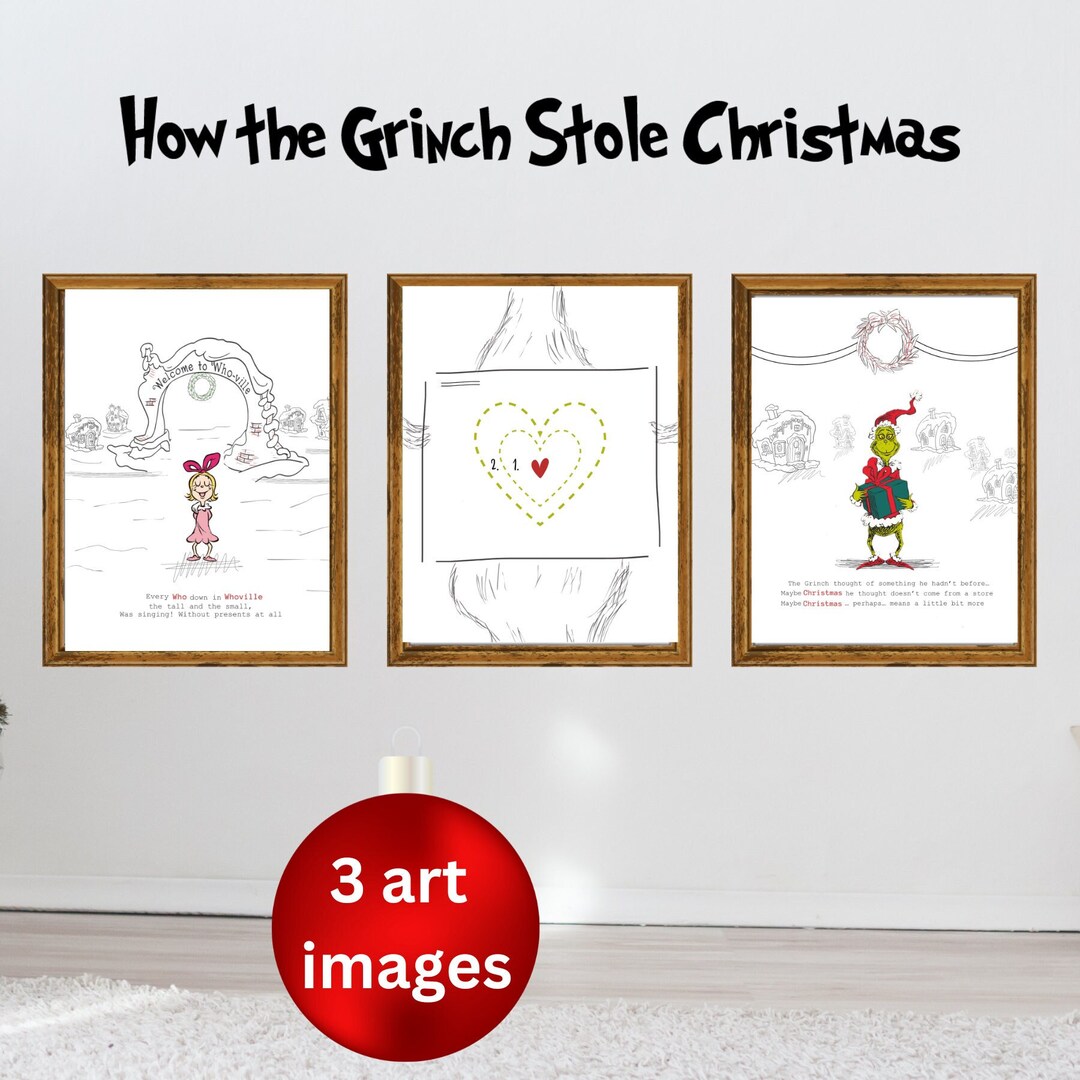 Grinch Wall Art Bundle How the Grinch Stole Christmas Decor - Etsy