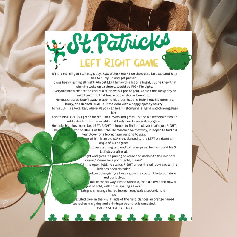 St Patricks Day Left Right Gamest Pattys Day Pass the Prize - Etsy