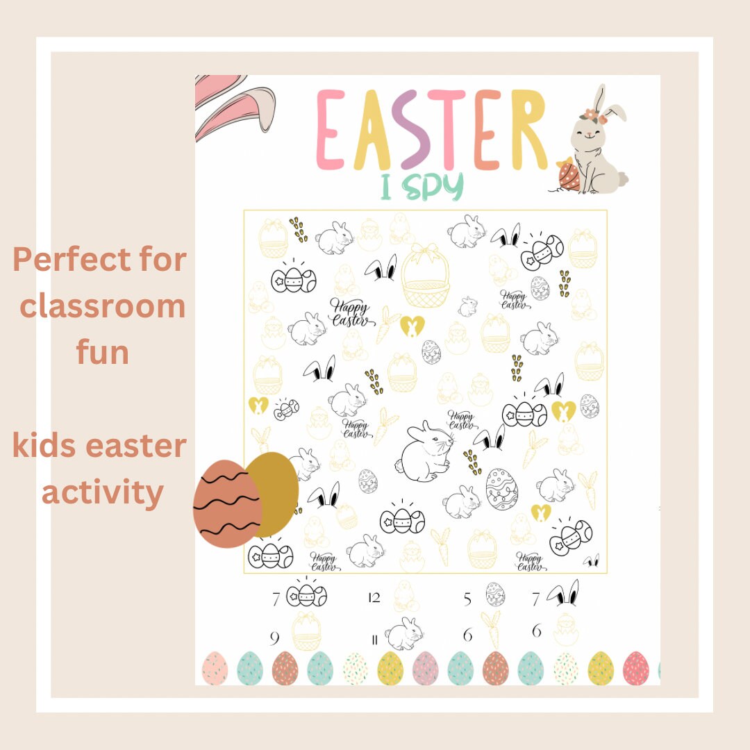 Kids Easter Game I Spy Activity Sheet / Kids Printable - Etsy