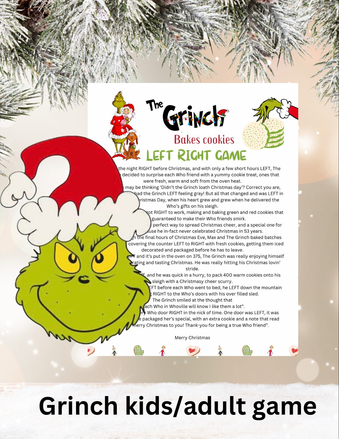 Christmas Left Right Grinch Game, Christmas Pass the Prize Right Left ...