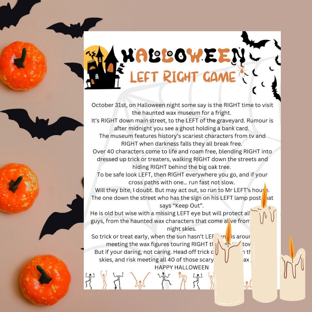 Halloween Left Right Game Halloween Pass the Prize Right - Etsy