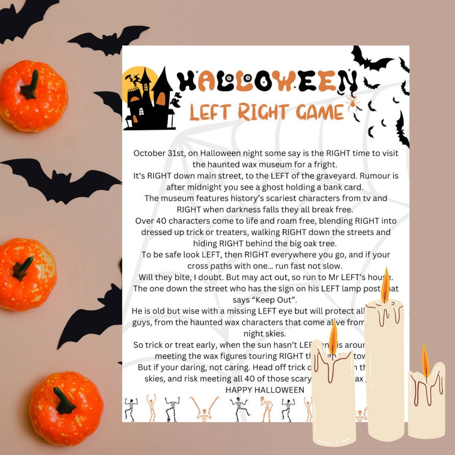 Halloween Left Right Game Halloween Pass the Prize Right - Etsy