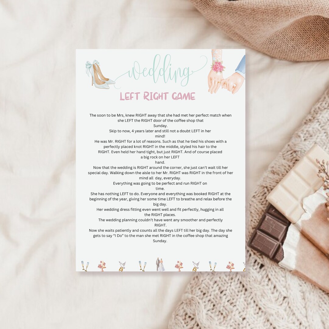 Wedding Left Right Game, Bridal Pass the Prize Right Left Game, Party ...