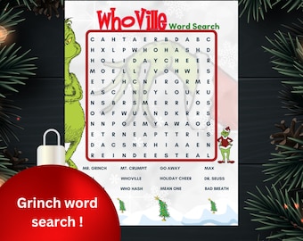 Grinch Word Search - Etsy Canada