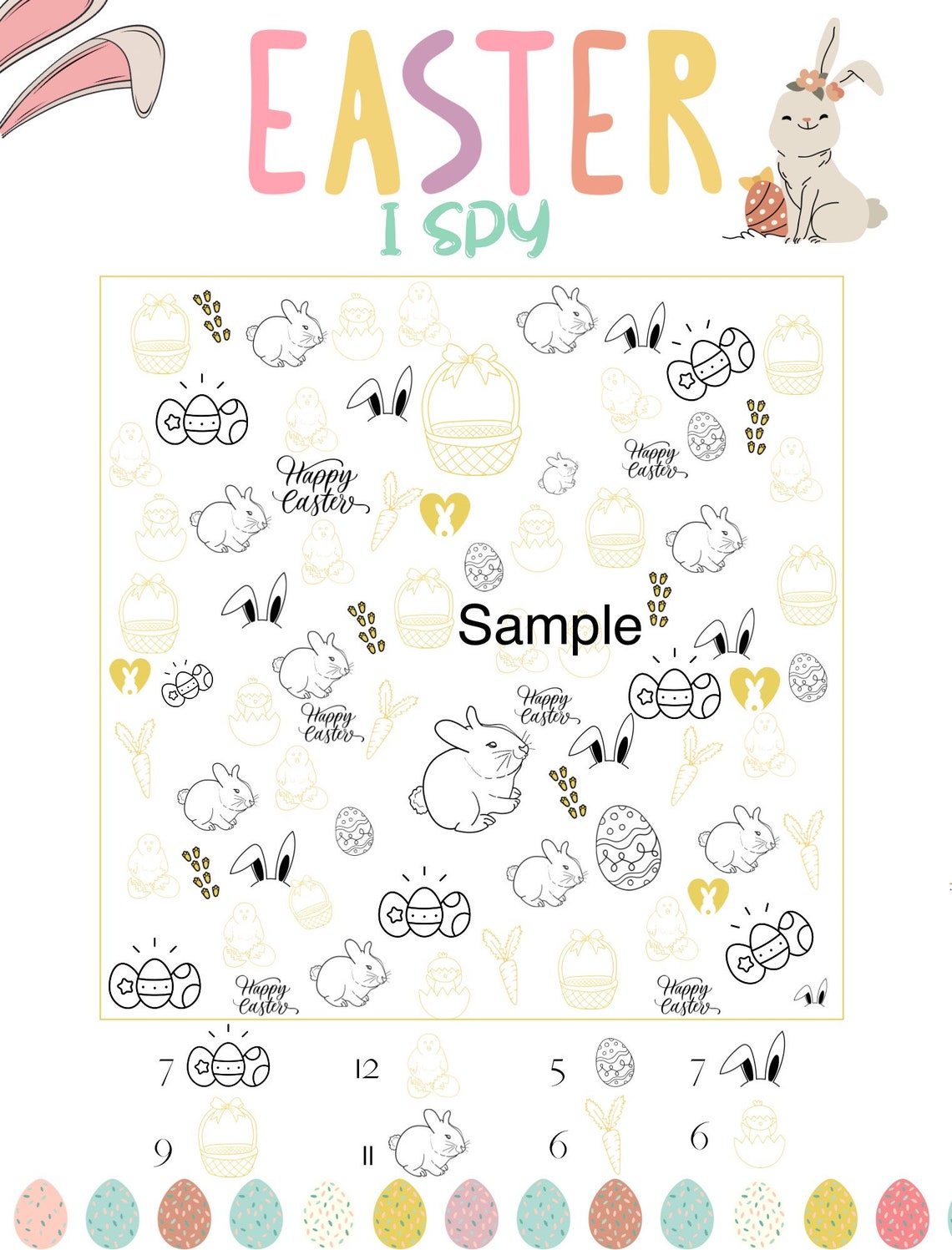 Kids Easter Game I Spy Activity Sheet / Kids Printable - Etsy
