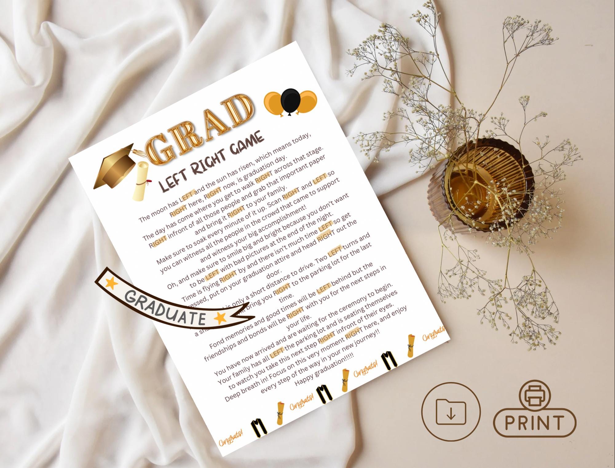 Graduation Left Right Game, Grad Pass the Prize | Right Left Game,grad ...
