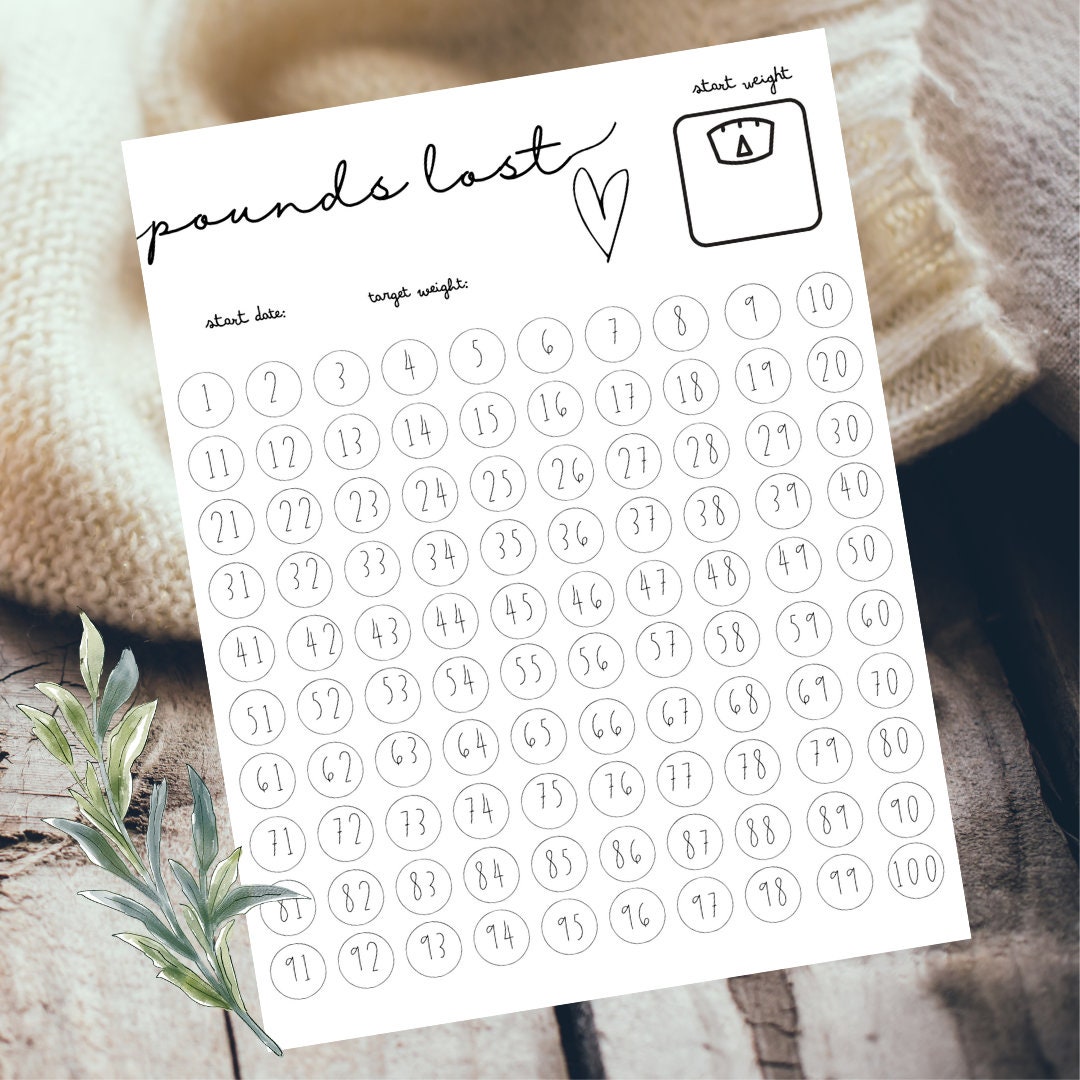Weight Loss Tracker, 100 Lbs, Weightloss Journal, 100 Pound Lost ...