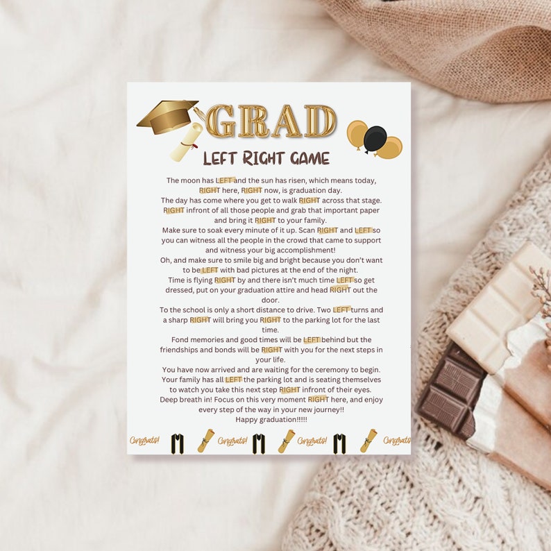 Graduation Left Right Game, Grad Pass the Prize Right Left Game,grad ...