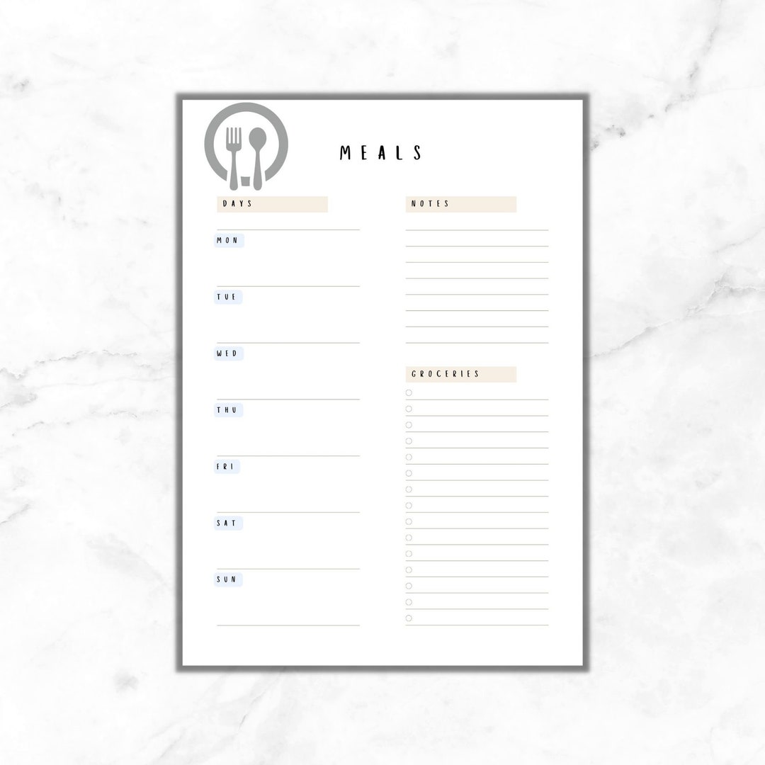 Printable Weekly Meal Plan, Simple Weekly Meal Plan, Meal and Grocery ...