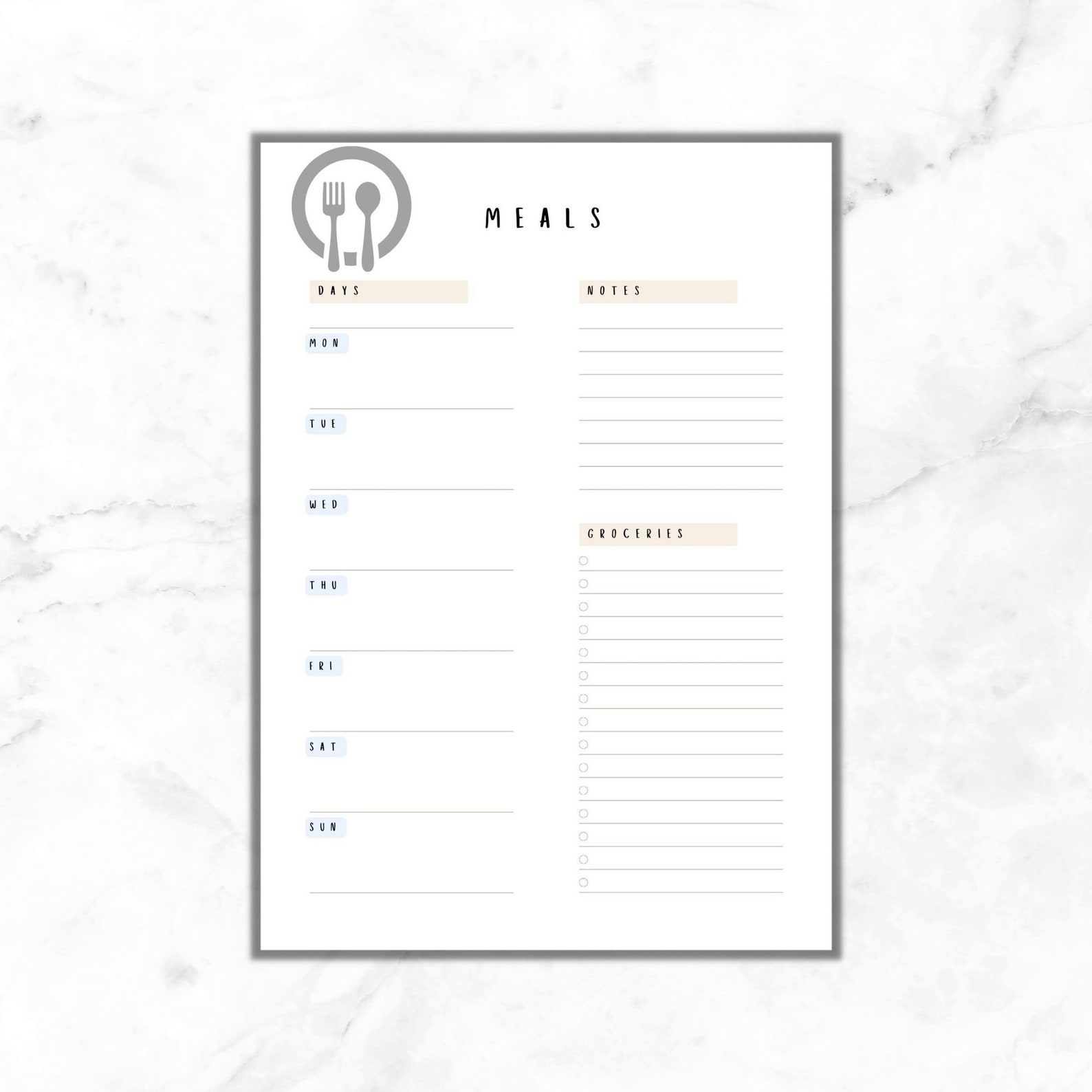 Printable Weekly Meal Plan, Simple Weekly Meal Plan, Meal and Grocery ...