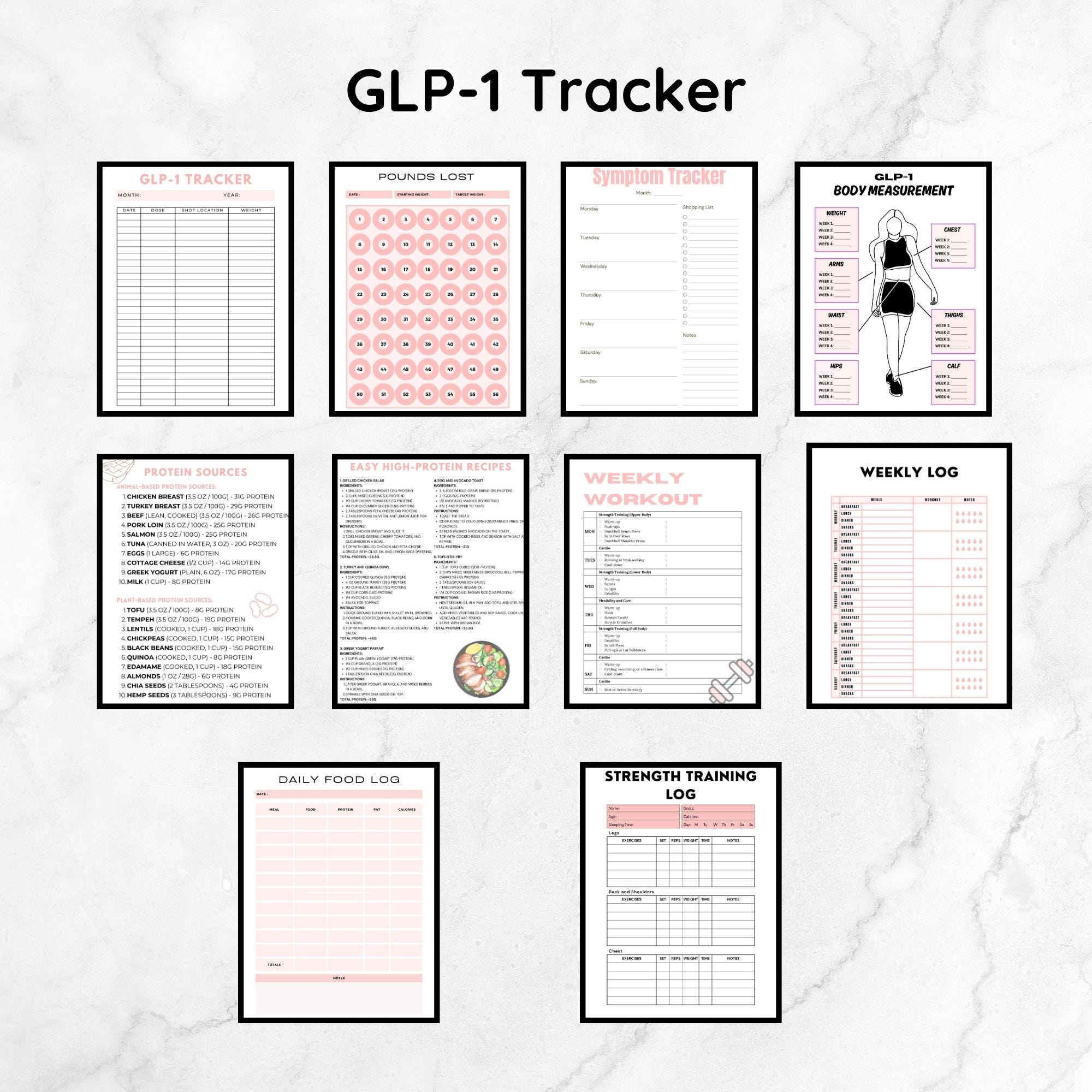 GLP-1 Log, Injection Log, Protein and Workout Tracker | Semaglutide, Tirzepatide, Wegovy ...