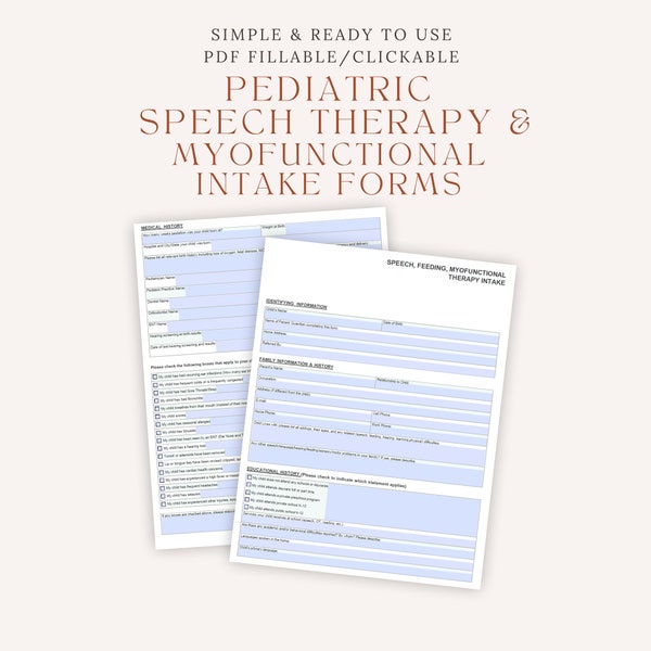 Pediatric Therapy Intake Forms - Etsy