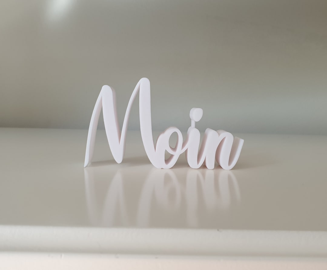 3D Printed Lettering moin, White or Black, Free-standing, Decoration ...