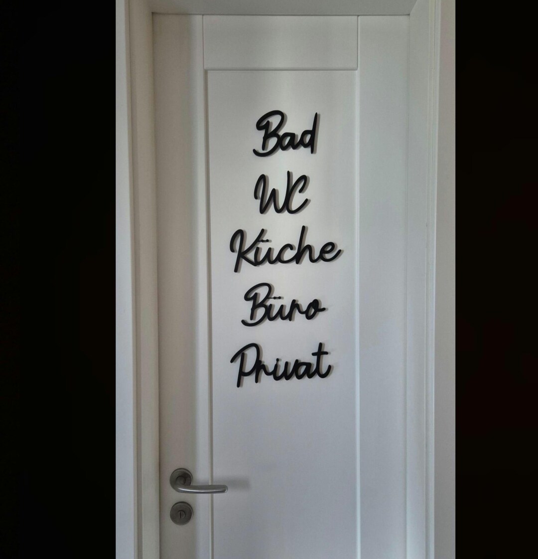 3D Printed Door Sign "bathroom", "wc", "kitchen", "office" or "private ...