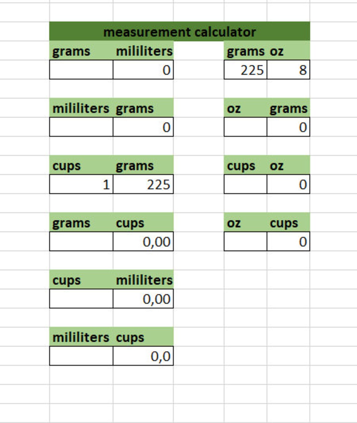 Ultimate Kitchen Measurement Excel Template for Precise Cooking and ...