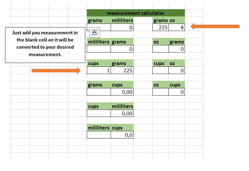 Ultimate Kitchen Measurement Excel Template for Precise Cooking and ...