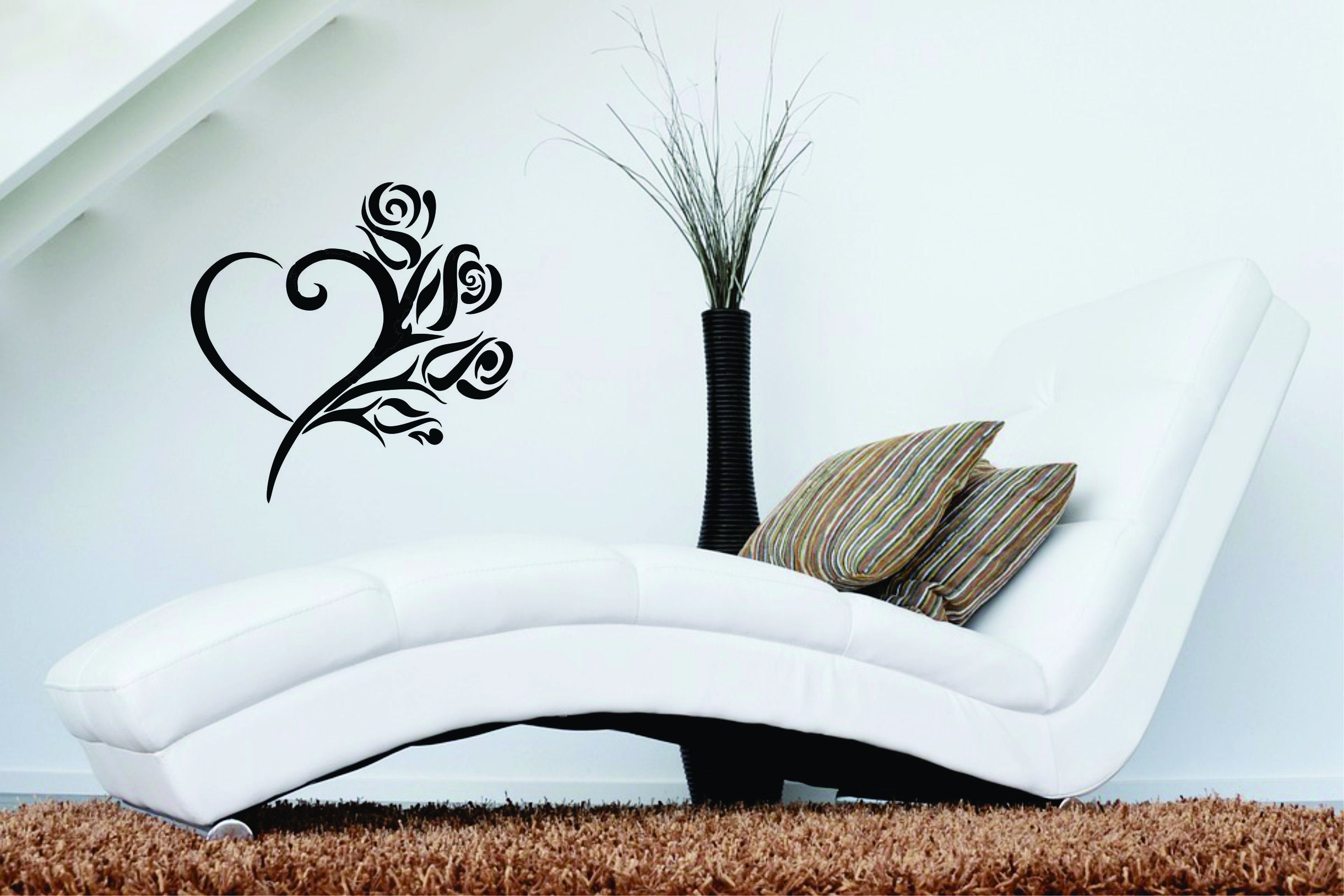 CUTE and BEAUTIFUL Heart With Roses Wall Decal sticker for Car/wall ...