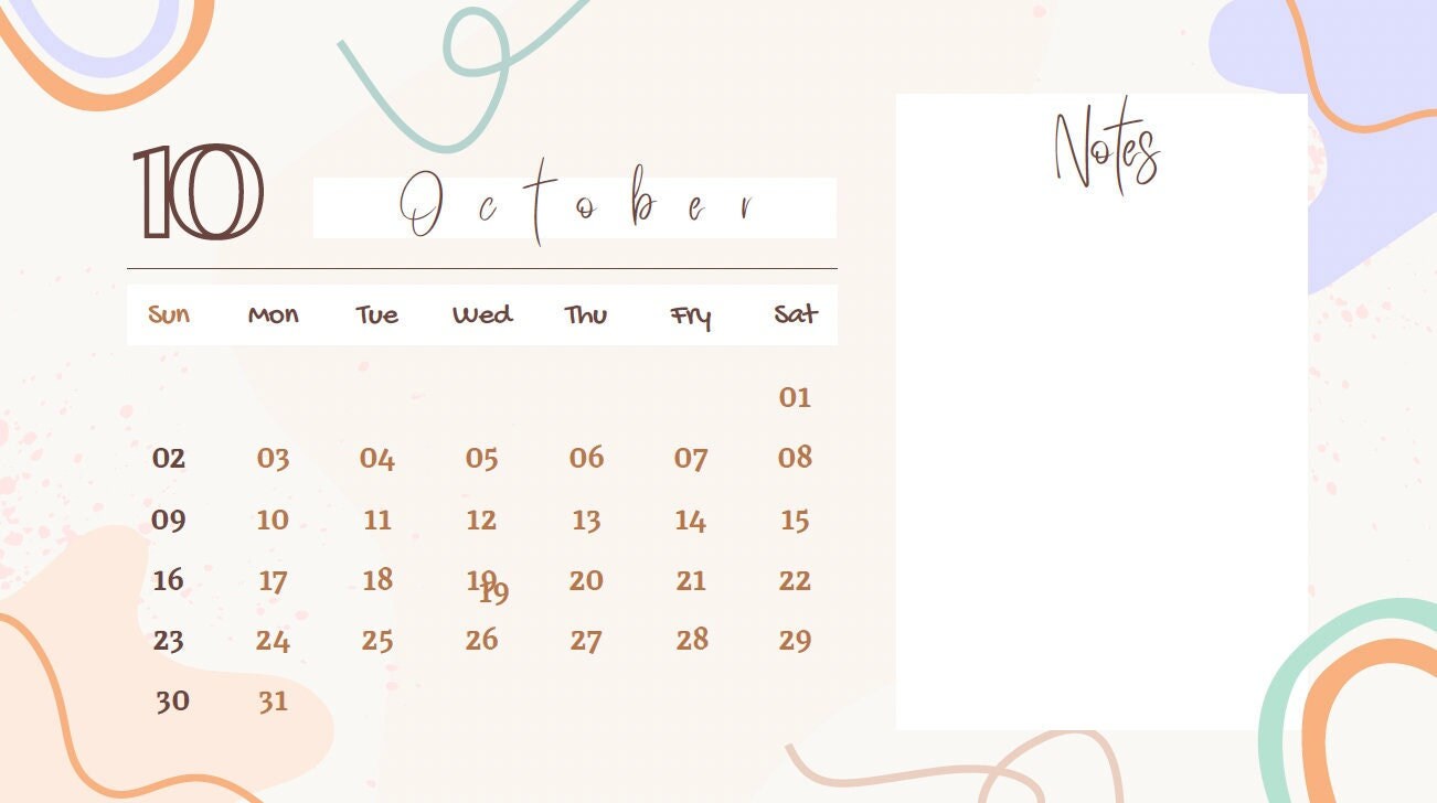 Cute Digital Calendar- October 2022 Through December 2023. Aesthetic ...
