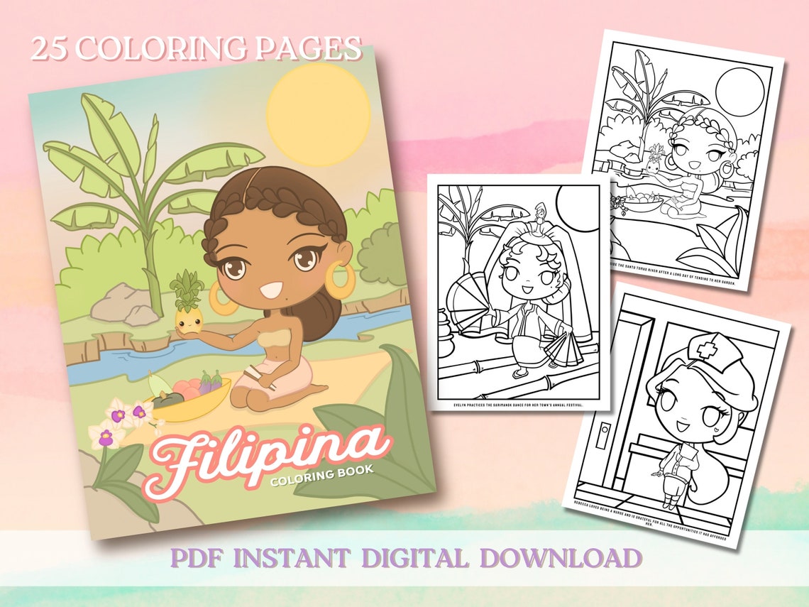 FILIPINA Coloring Book: Kawaii Filipina Coloring Book - Etsy