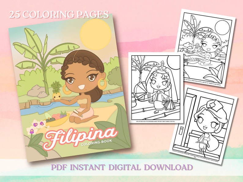 FILIPINA Coloring Book: Kawaii Filipina Coloring Book - Etsy