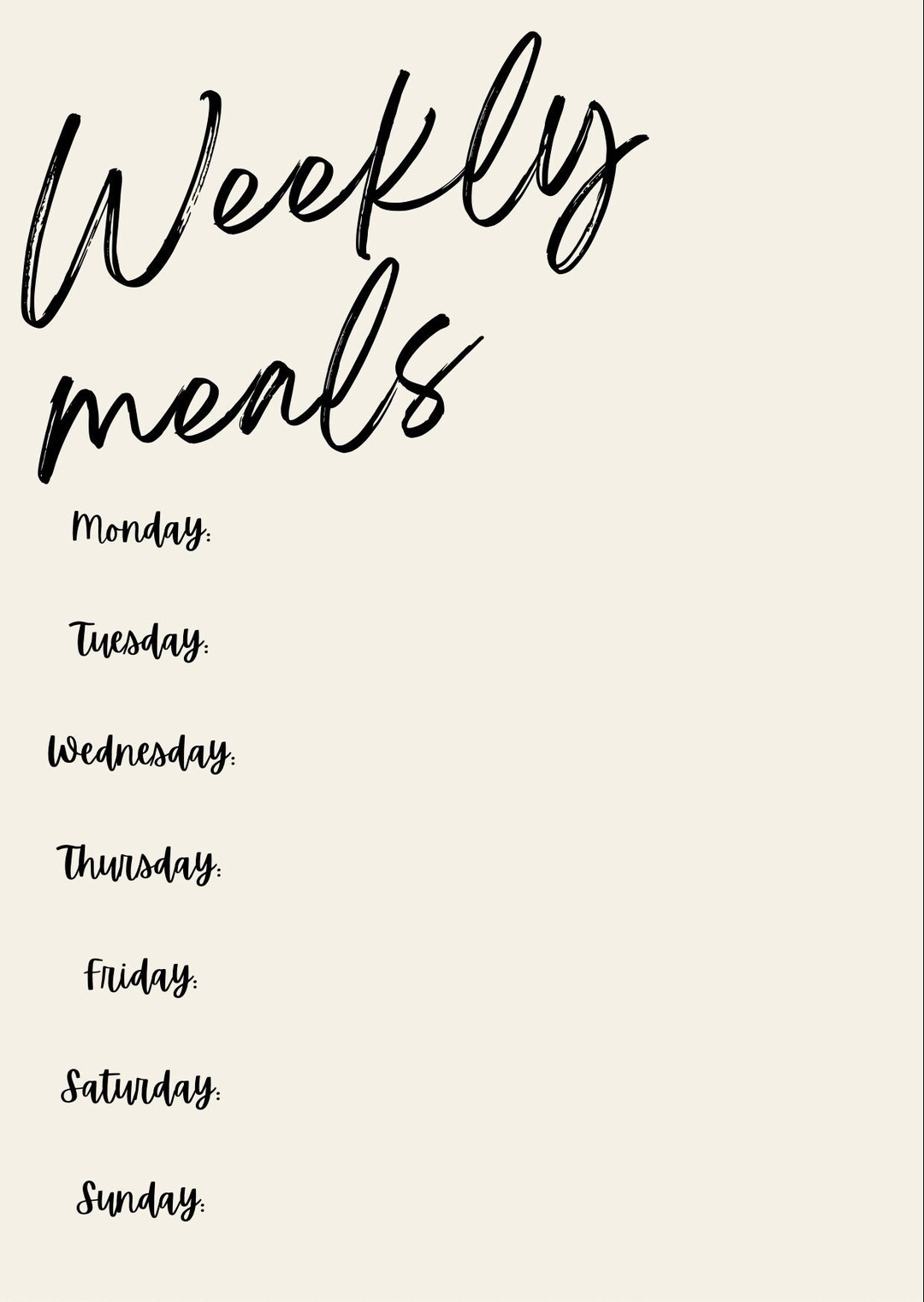 Weekly Meals- Beige Babe - Etsy