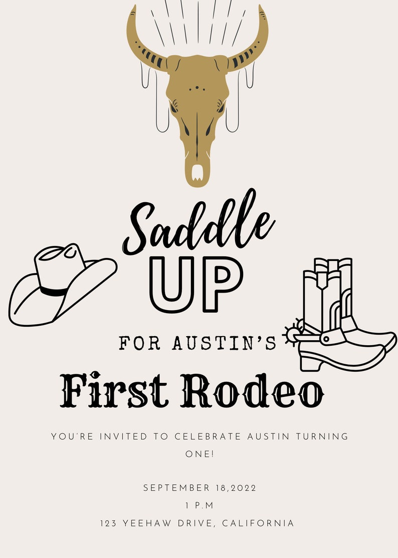 First Rodeo Birthday Invitation - Etsy