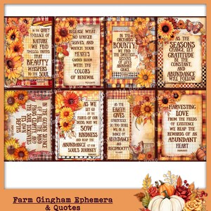 Farm Gingham Floral Paper and Ephemera, Farm Gingham Clipart, Autumn ...