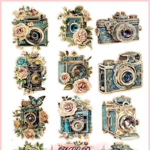 Shabby Chic Camera and Roses Clipart, Shabby Chic Roses and Camera ...
