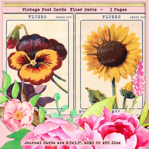 French Flower Cards Printable Fluer Seris Joseph Milliet, Ephemera ...