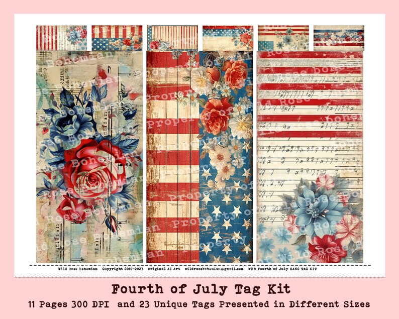 Fourth of July Hang Tags, Indepenced Day Printable Tags, Patriotic ...