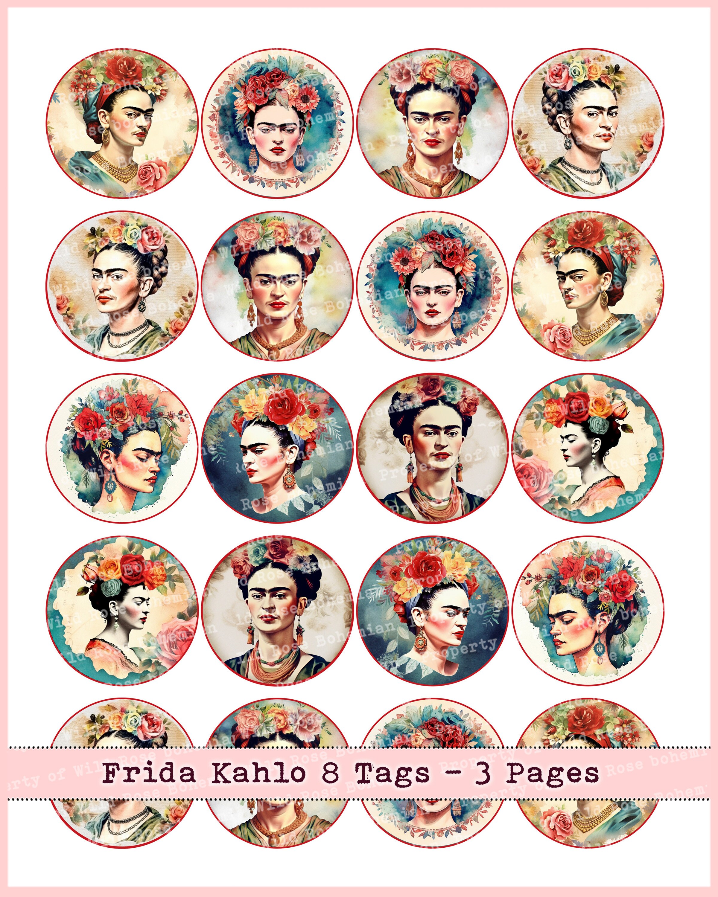 Frida Kahlo Bundle, Frida Kahlo Fussy Cuts, Frida Kahlo Paper, Huge ...