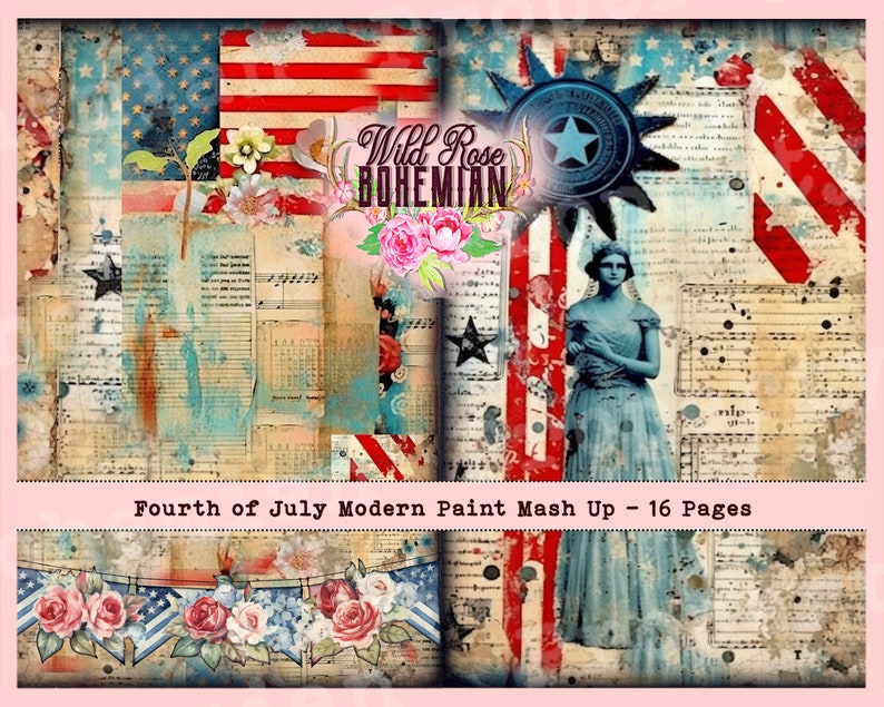 Fourth of July Printable Paper, Fourth of July Junk Journal Printable ...