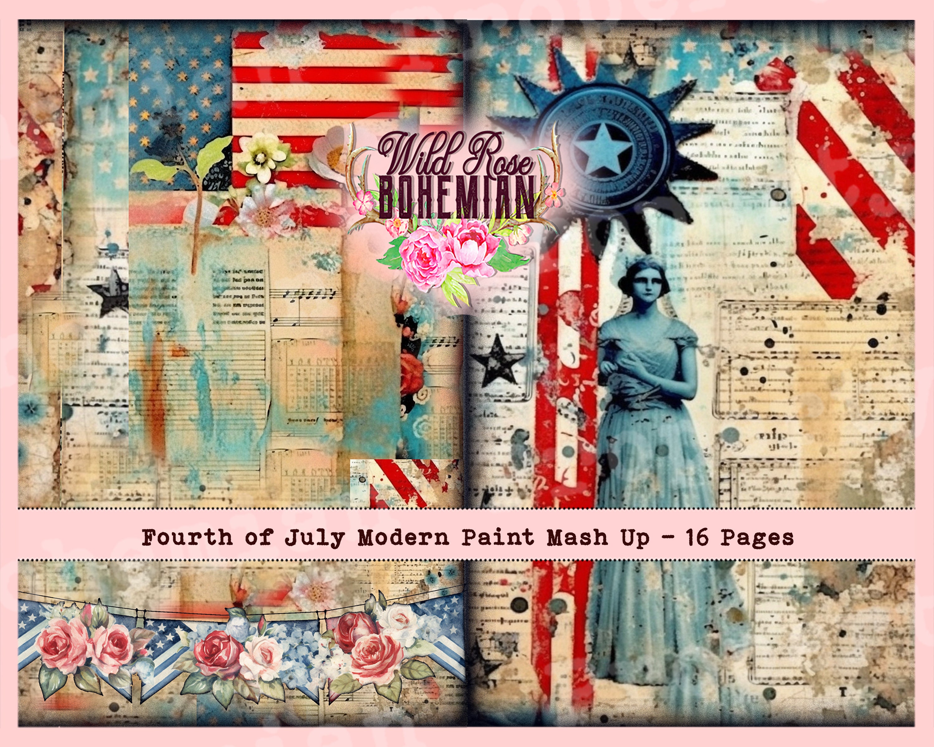 Fourth of July Printable Paper, Fourth of July Junk Journal Printable ...