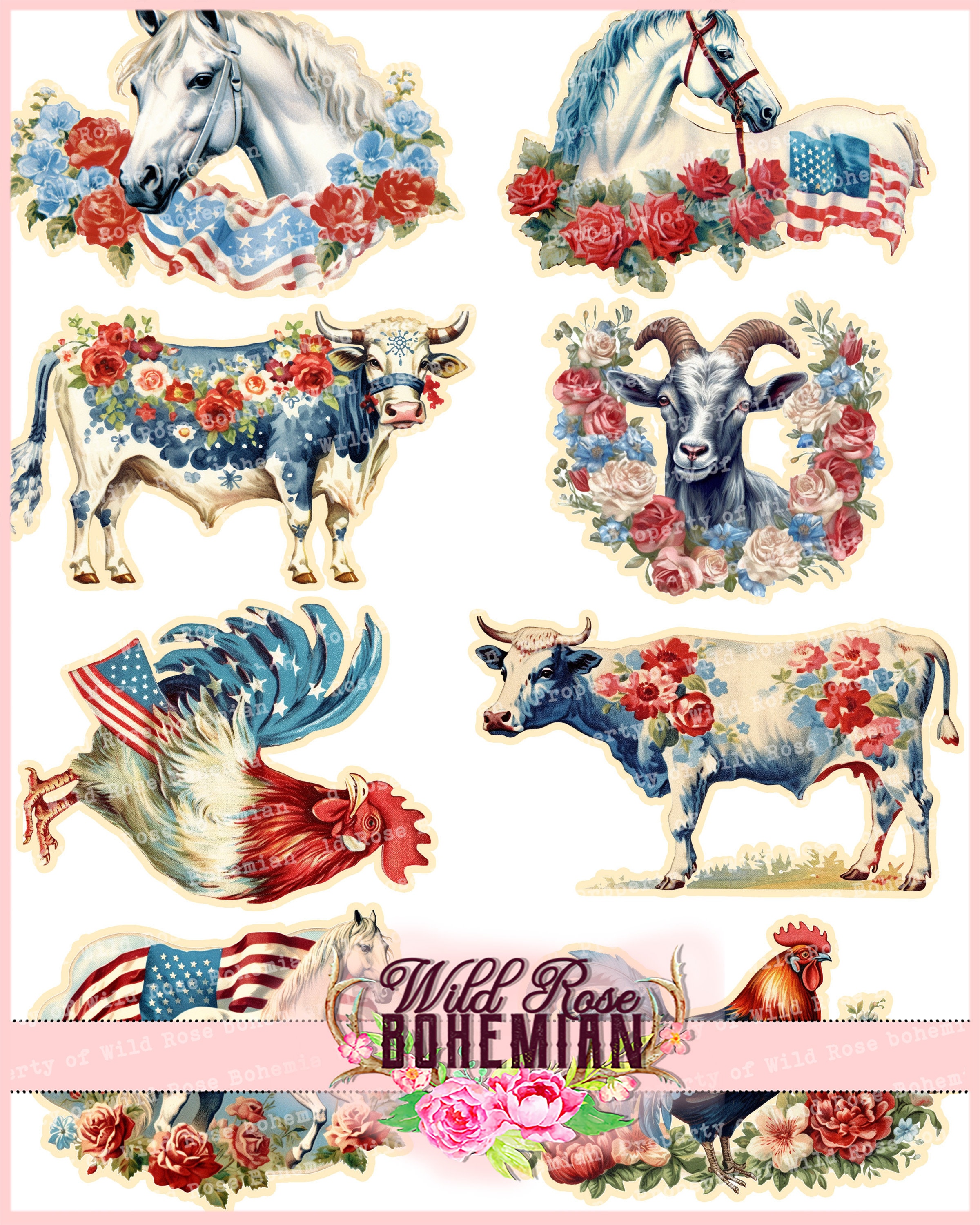 Fourth of July Png, Independence Day Farm Animal Clipart, Patriotic ...