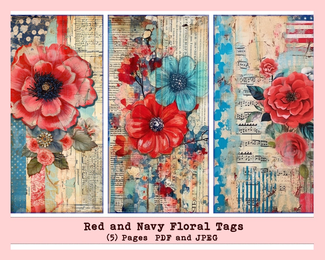 Poppy Hang Tag Kit, Poppy Ephemera, Poppy Printable, Red and Blue ...