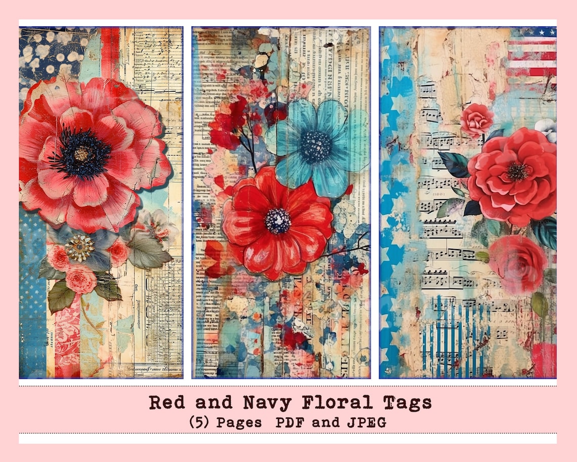 Poppy Hang Tag Kit, Poppy Ephemera, Poppy Printable, Red and Blue ...