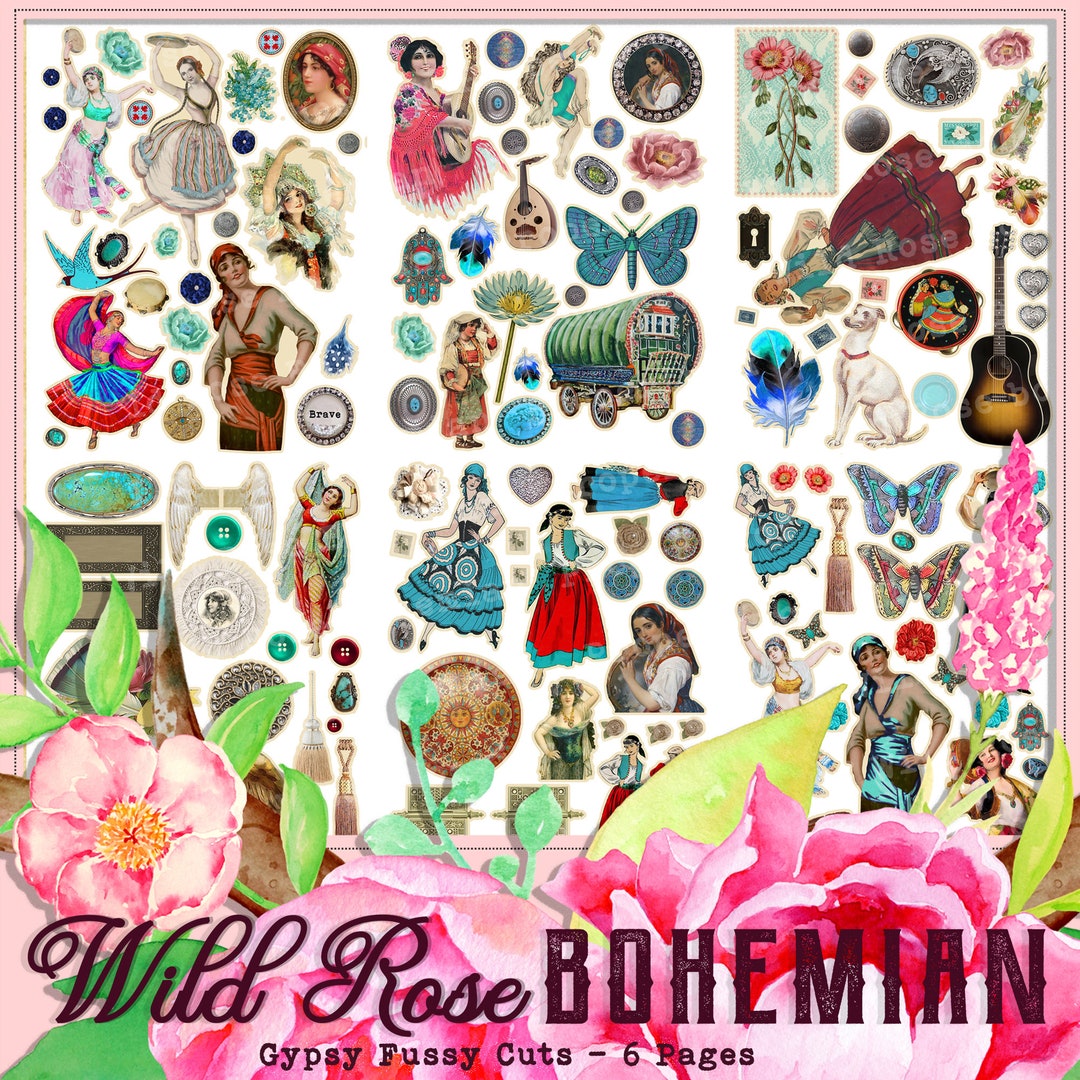 Vintage Bohemian Clipart Gypsy Images Romany Fussy Cuts - Etsy