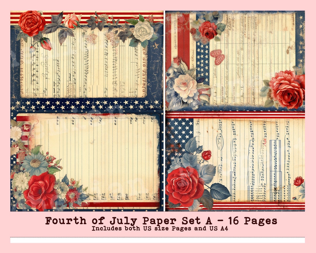 Fourth of July Paper Printable, Fourth of July Junk Journal Printable ...