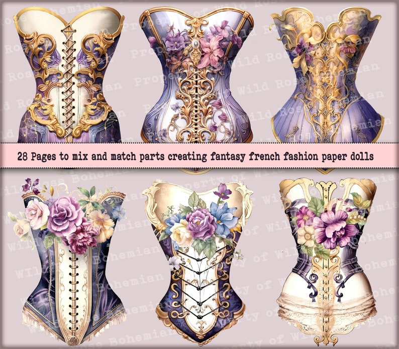 Marie Antoinette Fussy Cuts: Rococo Dressforms, Corsets (PNG, PDF) - Etsy